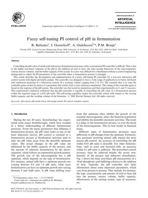 Pdf Fuzzy Self Tuning Pi Control Of Ph In Fermentation Dokumentips