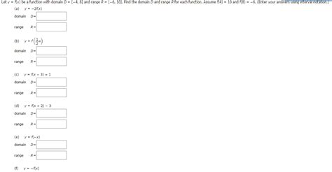 Solved Let Y Fx Be A Function With Domain D C 4 8 And