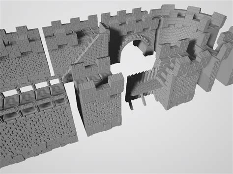 宏伟的城墙 — 模块化龙与地下城 战争游戏地形 免费 3d 打印模型 Makerworld
