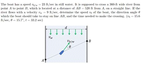 solved the boat has a speed vb w 23ft sec in still water it