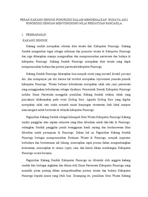 Peran Kakang Senduk Ponorogo Dalam Mengenalkan Budaya Asli Ponorogo