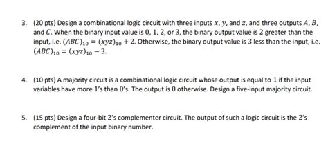 solved 3 20 pts design a combinational logic circuit with