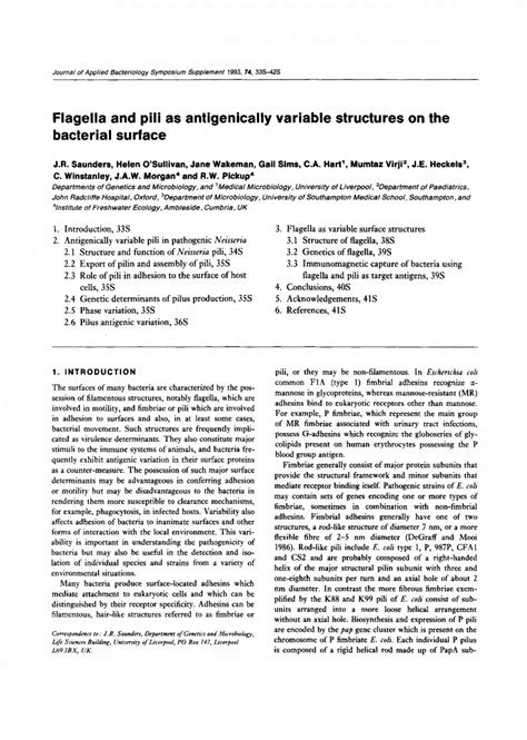 Pdf Flagella And Pili As Antigenically Variable Structures On The