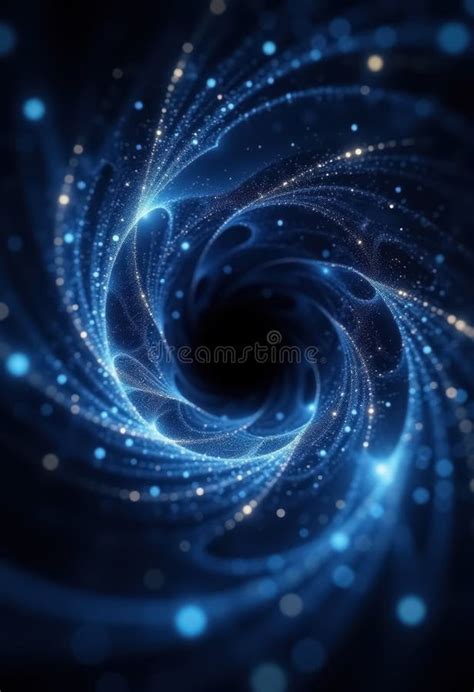 Abstract Cosmic Blue Vortex With Glowing Stars And Swirling Energy