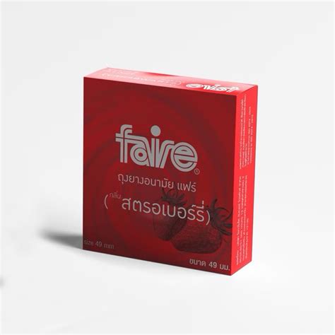 แฟร์ ถุงยางอนามัย ผิวเรียบ ขนาด 49 มม กลิ่นสตรอเบอร์รี่ บรรจุ 3 ชิ้น X