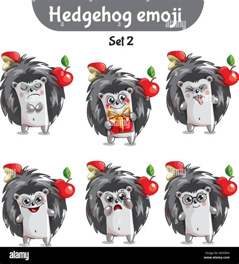 Vector Set Of Cute Hedgehog Characters Set 2 Stock Vector Image And Art