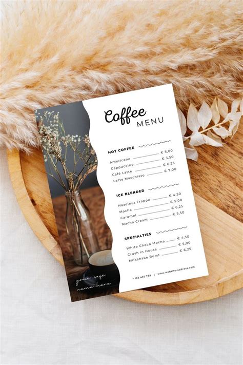 Editable Menu Card Template Coffee Menu Card Restaurant Menu