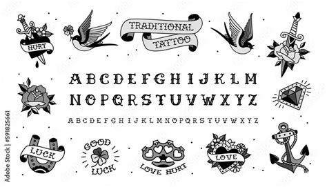 Traditional Old School Tattoo Letters Designs Blessed Traditional
