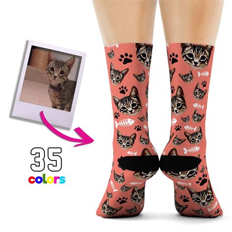 Custom Cat Face Socks Personalized Cat Socks Cat Mom Socks Custom
