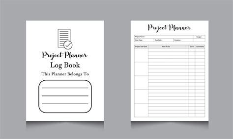 Project Planner Log Book Business Management Logbook Task Planner