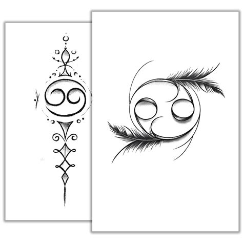 Cancer Zodiac Sign Tattoo Sketch Elegant Crab Design For Astrology