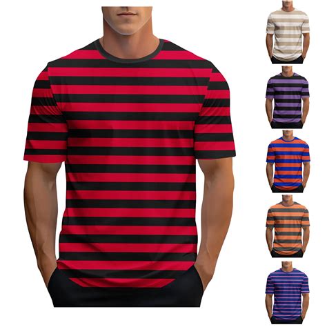 Uveasisha Mens Striped Tee Shirts 2025 Fashion Colorblock T Shirs