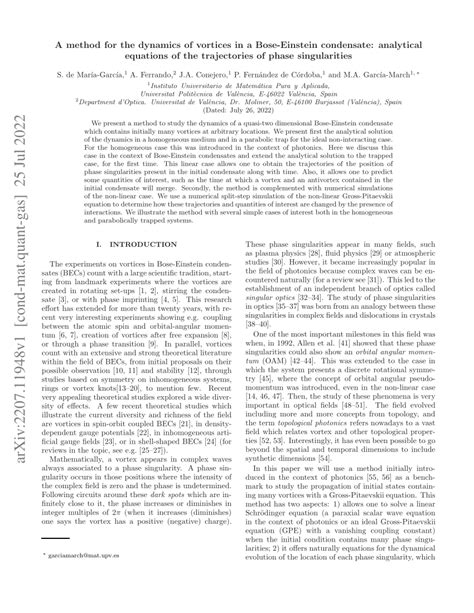 Pdf A Method For The Dynamics Of Vortices In A Bose Einstein