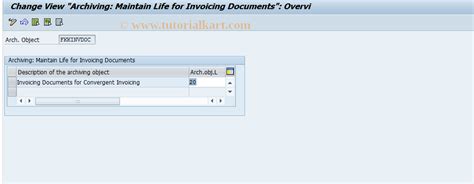 Fkkinvdocarchcus1 Sap Tcode Retention Prd Of Archived Invoice Document