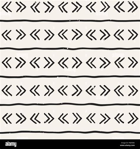 Hand Drawn Seamless Pattern Abstract Geometric Shapes Background In Black And White Vector