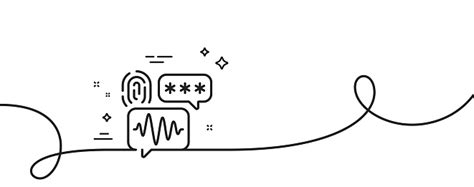 Biometric Security Line Icon Fingerprint Scan Sign Continuous Line With Curl Vector Stock