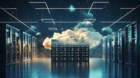 Premium Photo Backup Cloud Data Service Center 3d Rendering