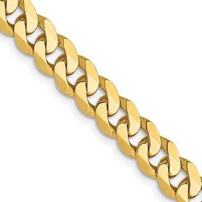 Real 10kt Yellow Gold 575mm Flat Beveled Curb Chain 18 Inch Lobster
