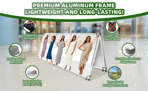 Serabetto Aluminum Horizontal Banner Stand 3 X 7ft A Frame