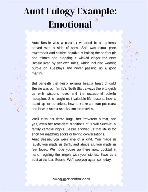 25 Eulogy Examples For An Aunt Eulogy Generator