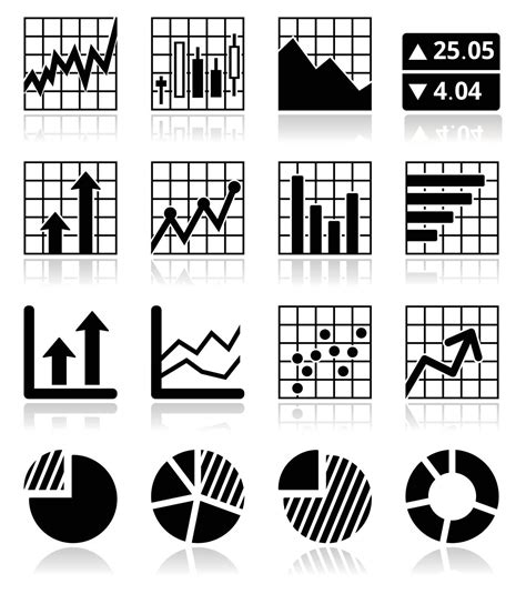 Stock Market Analysis Chart And Graph Icons Set Stock Image