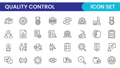Quality Control Line Icon Set Included The Icons As Inspect Qa