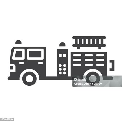 Fire Engine Glyph Icon Transport And Vehicle Fire Truck Sign Vector