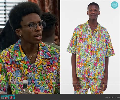 Wornontv Noahs Printed Shirt On Bunkd Israel Johnson Clothes And Wardrobe From Tv