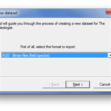 first window of creating a new dataset window this example shows that