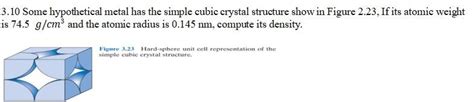 Solved 3 10 Some Hypothetical Metal Has The Simple Cubic
