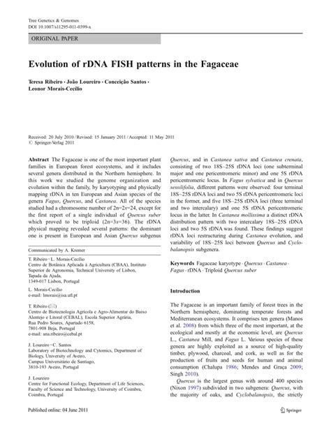 Pdf Evolution Of Rdna Fish Patterns In The Fagaceae