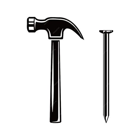 Premium Vector Claw Hammer And Nail Carpenters Hammer And Metal Nail Vector Illustration