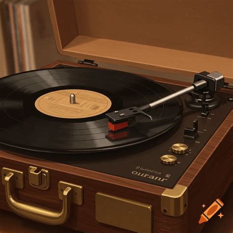 Close Up Of A Vintage Record Player With A Record Spinning On Craiyon