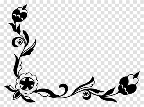 Flower Corner Vector Clip Art Black And White Flowers Corner Floral