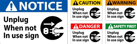 Warning Unplug When Not In Use Symbol Sign 29097268 Vector Art At Vecteezy