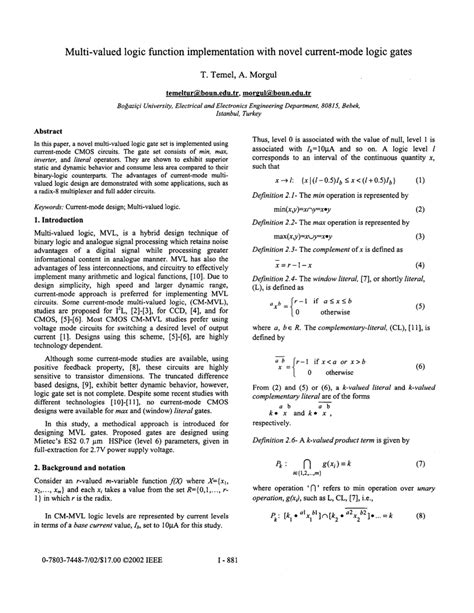 Pdf Multi Valued Logic Function Implementation With Novel Current