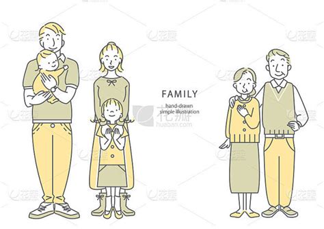手绘简单的家庭插图