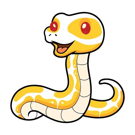 Dessin Animé Mignon Serpent Python Boule Albinos Vecteur Premium