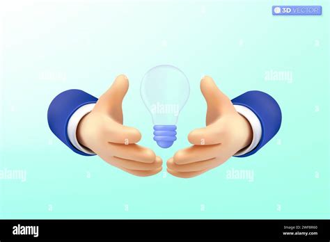 3d Hand Shielding Protect Light Bulb Icon Symbol Inspiration