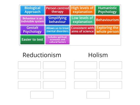 Reductionism Vs Holism Group Sort