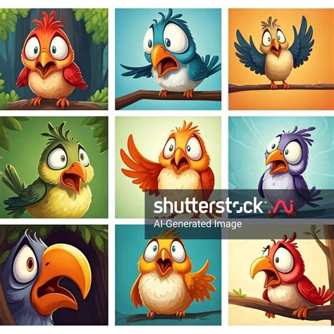 Cartoon Style Bird Illustrations Fear Expression Ai Generated Image 2572380269 Shutterstock
