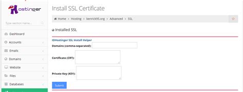 installing ssl certificates to hostinger cpanel automation userscript