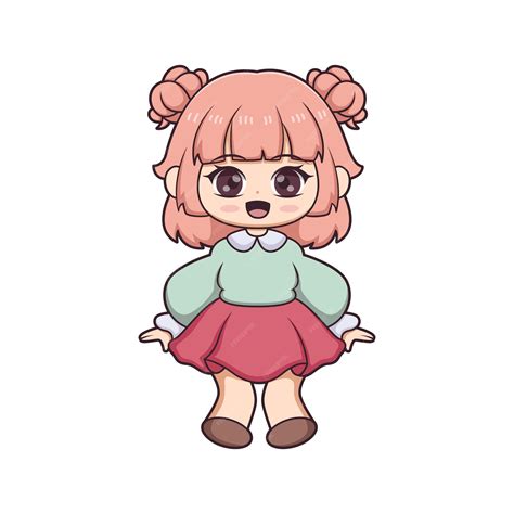 Chibi Anime Desenho De Personagens Ilustração Vetor Premium