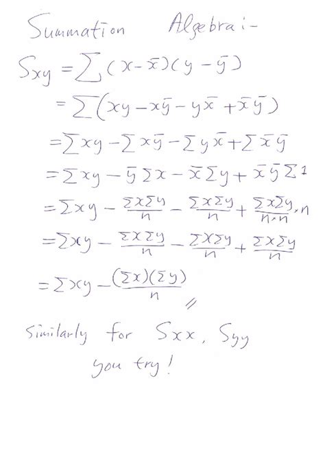 Summation Algebra Note Statistics Ideas And Concepts Summation Algebrai Sxy Z X Y