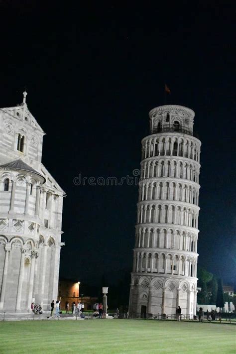 Leaning Tower And Pisa Cathedral At Night Pisa Tuscany Italy Stock