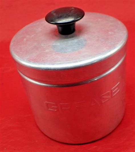Vintage 1950s Aluminum Grease Canister W Lid No Strainer 4 Tall 4