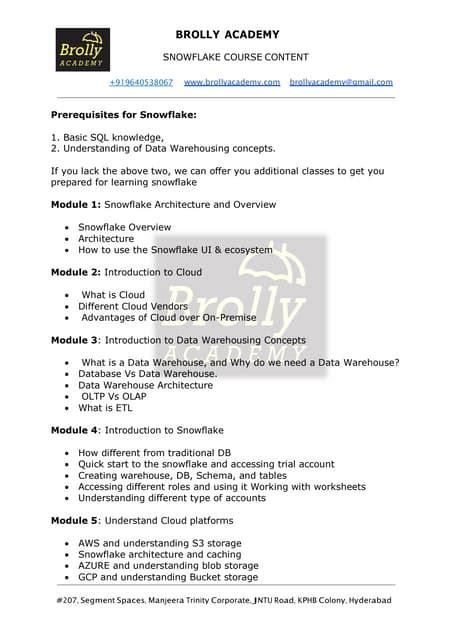 Snowflake Training From Sql School Pptx