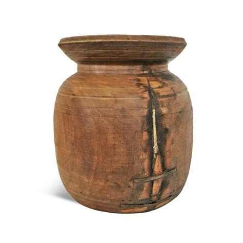 Vintage Old India Wood Pot Chairish