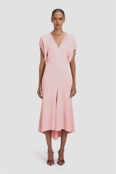 Edith Midi Dress In Antique Pink Victoria Beckham Uk