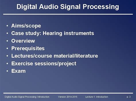 Speech Audio Processing Partii Digital Audio Signal Processing